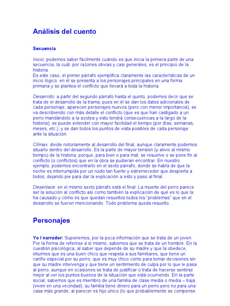 Análisis Del Cuento | PDF | Perros | Cuentos