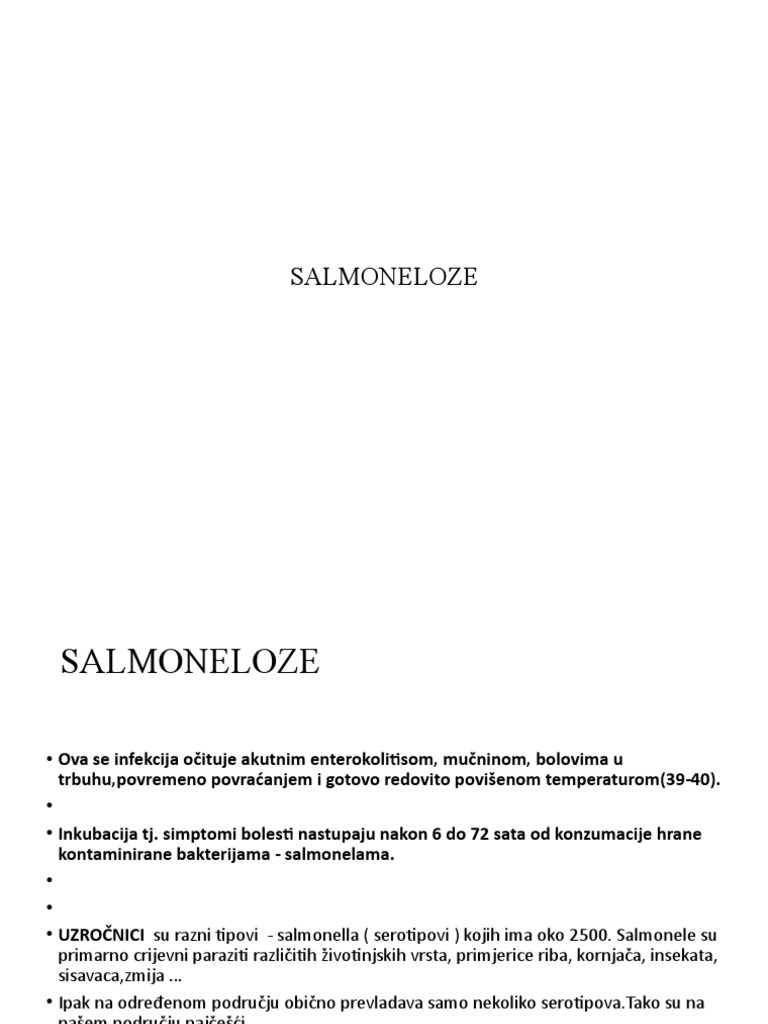 Salmoneloze Epidemiologija | PDF