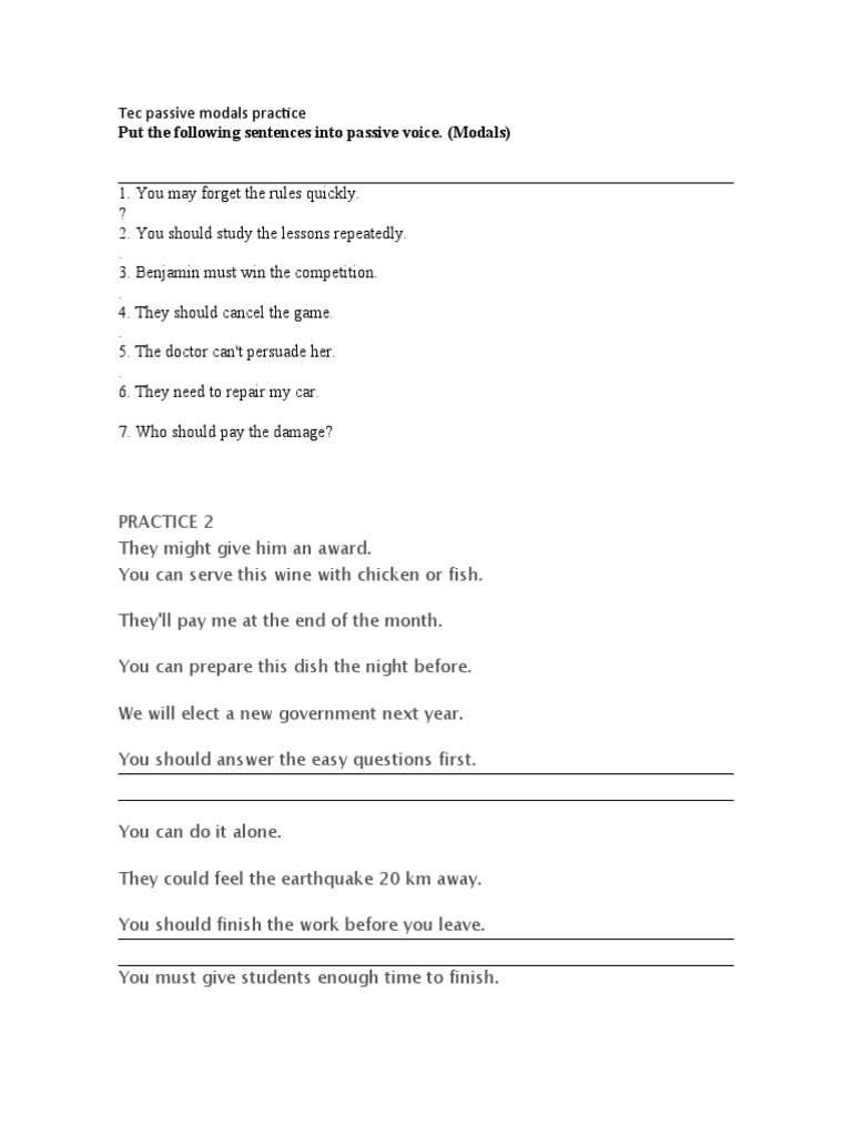 Passive Modals Practice | PDF