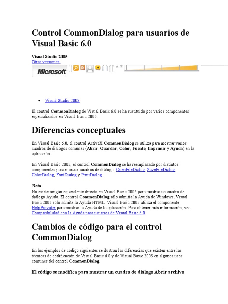 Control Common Dialog Para Usuarios De Visual Basic 6 Pdf Básico