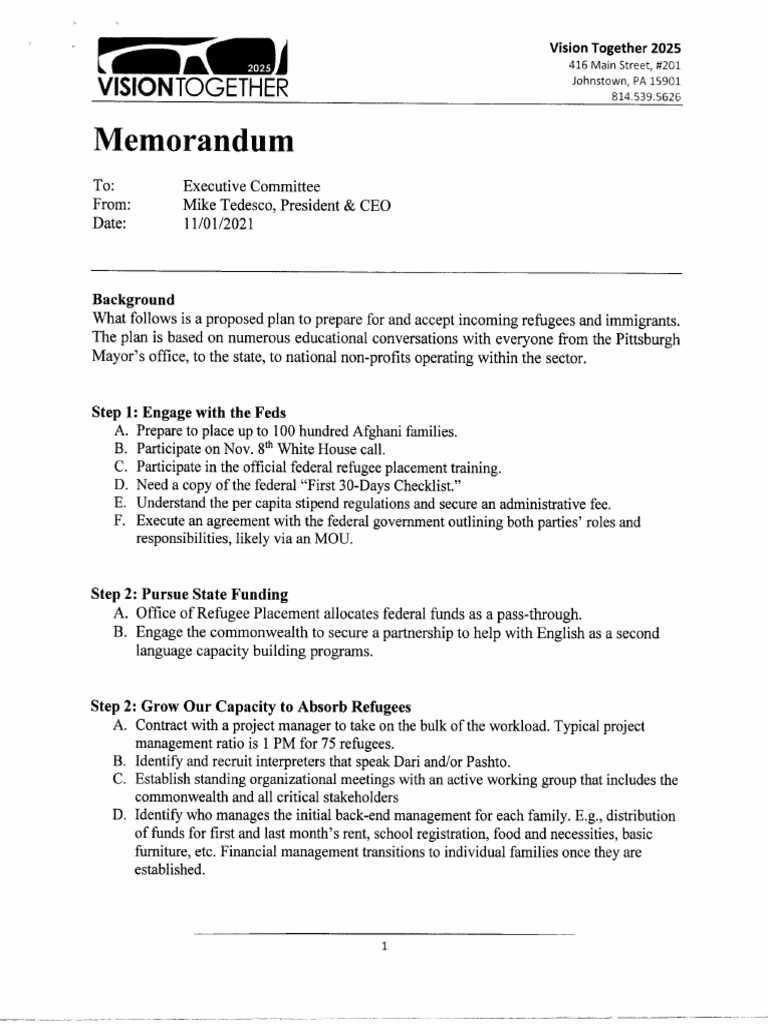 Vision Memo 11-1-21 | PDF