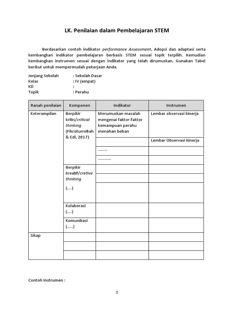 LK 5 Penilaian Dalam Pembelajaran STEM | PDF