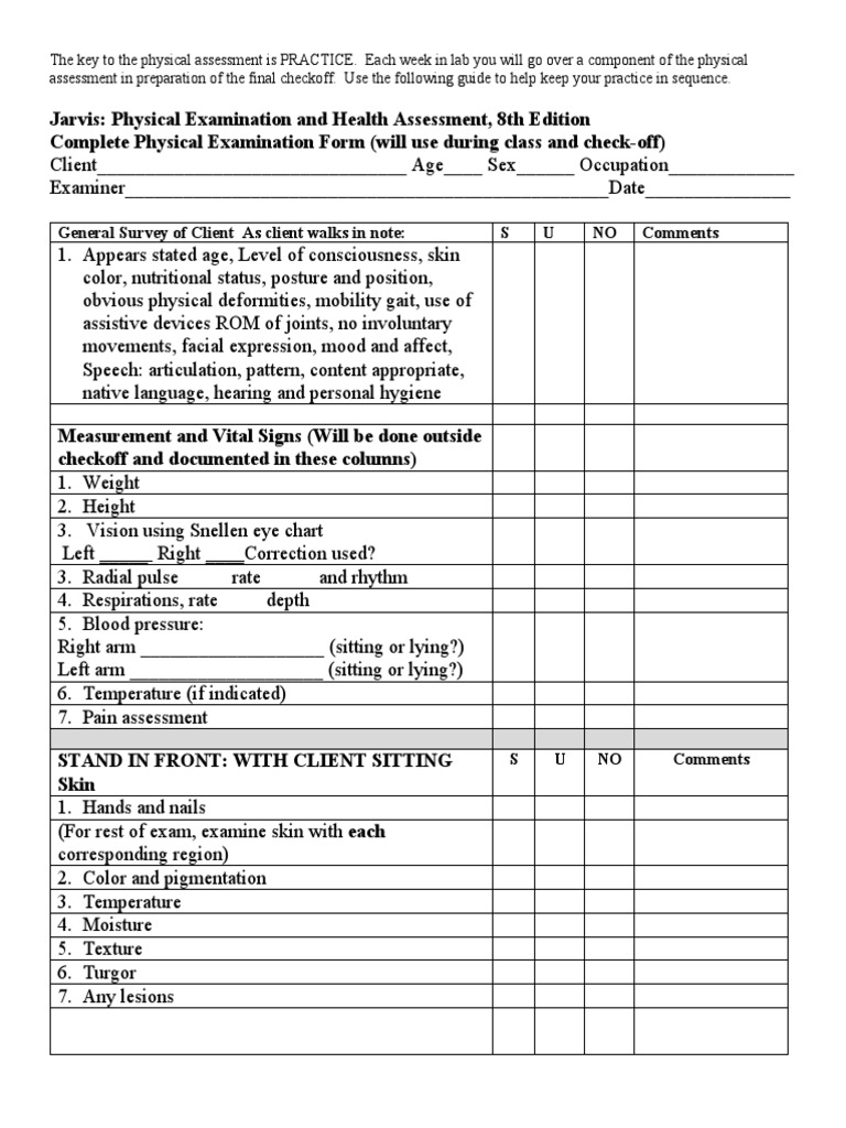 Physical Assessment Lab Practice Guide | PDF | Anatomical Terms Of ...