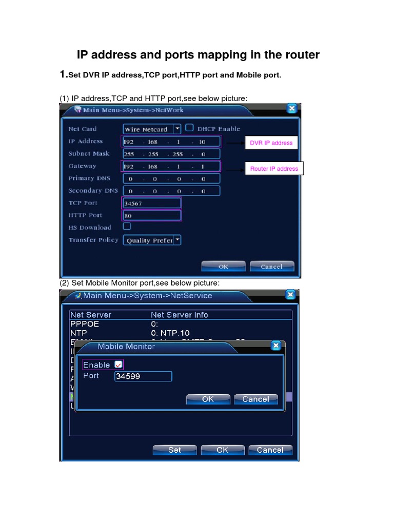 IP Address and Ports Mapping Instruction | PDF