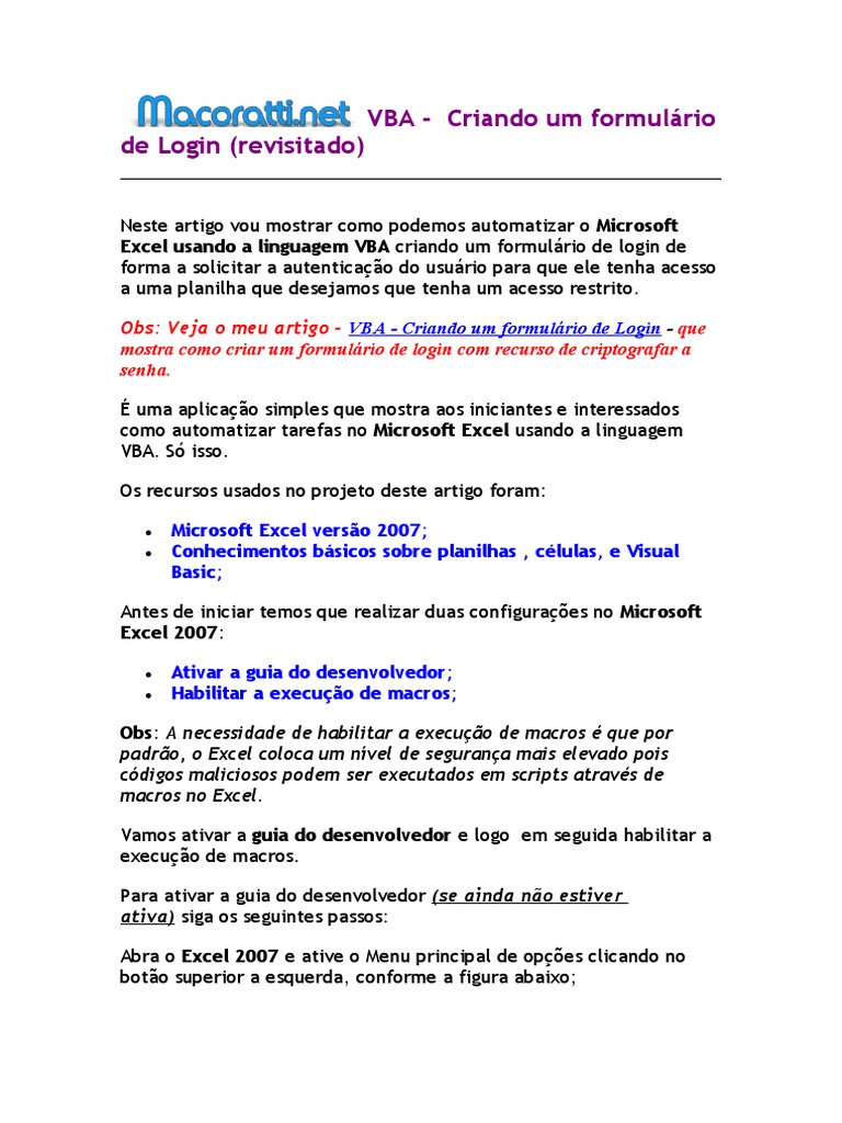 Vba Tutorial Pdf Macro Ciência Da Computação Microsoft Excel 