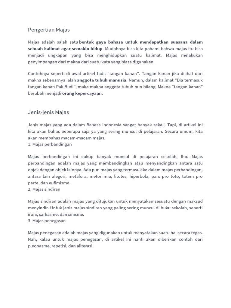 Memahami Jenis-Jenis Majas | PDF | Seni & Disiplin Bahasa