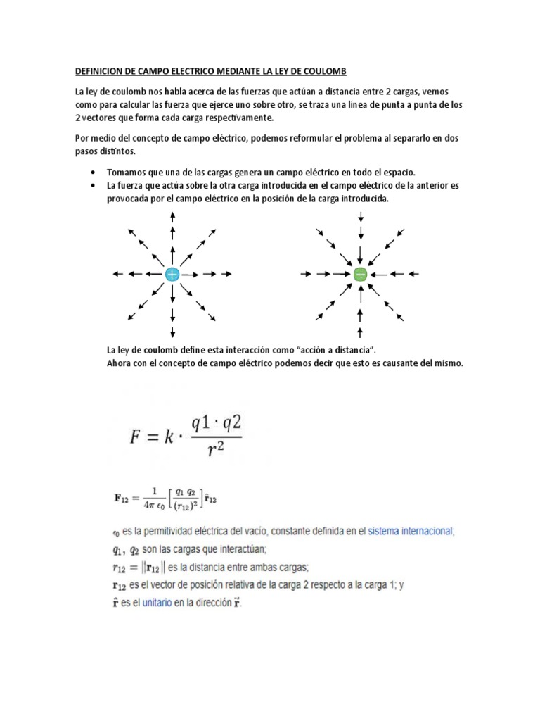 Definicion de Campo Electrico Mediante La Ley de Coulomb | PDF