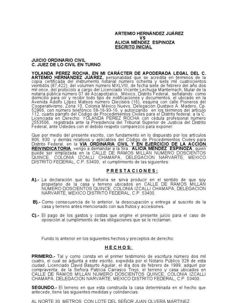 Demanda Procesal Civil | Ciudad de México | México