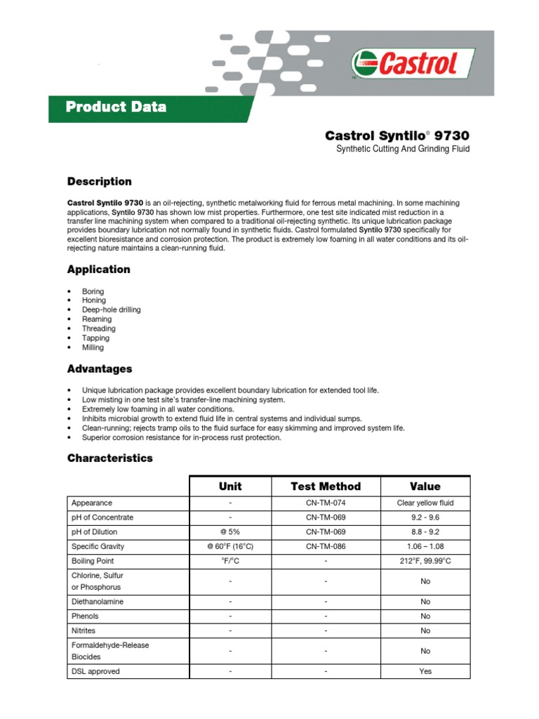 Product Data Product Data Product Data Product Data: Castrol Syntilo ...