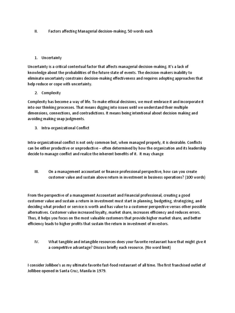 Factors Affecting Managerial Decision | PDF | Mc Donald's | Decision Making