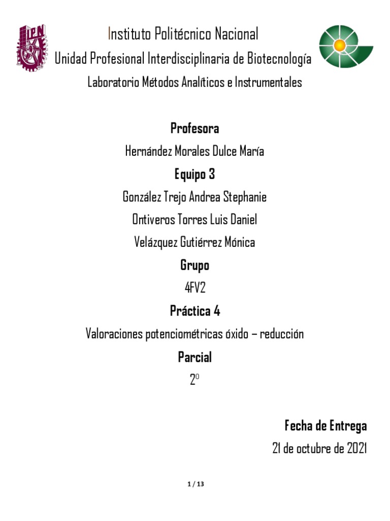 4FV2 Eq3 Pract4 | PDF | Redox | Química