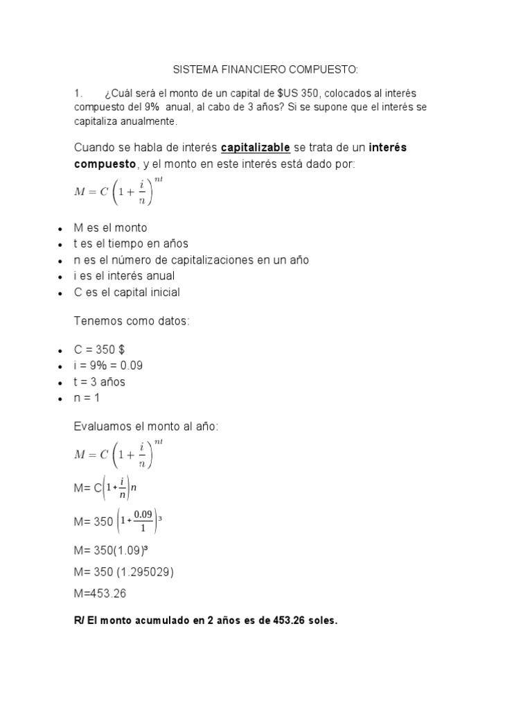 Cálculos de Interés Compuesto y Monto Final | PDF