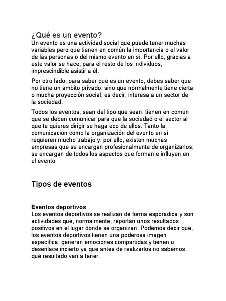 Qué Es Un Evento y Clasificacion | PDF