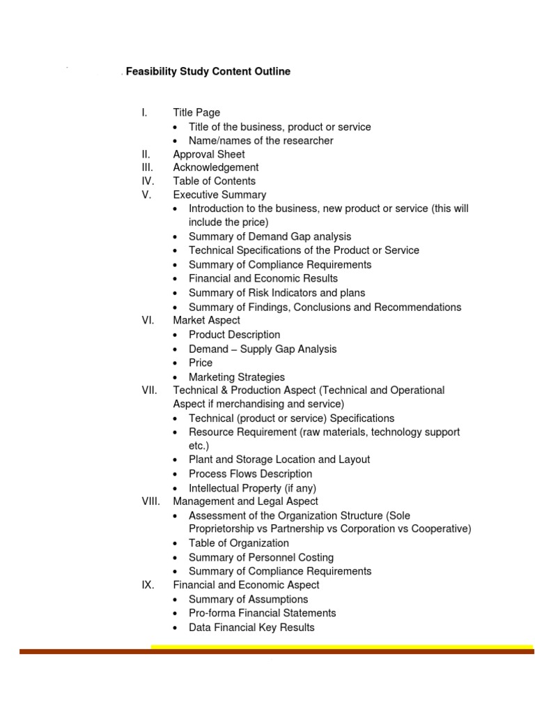 Appendix 1: Feasibility Study Content Outline | PDF | Risk ...