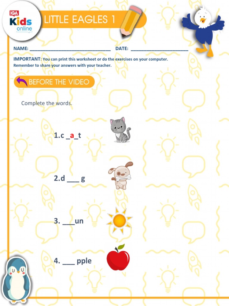 PDP Worsheet - Little Eagle 1 - Unit 0 - Day 2 - The Alphabet | PDF | Language Arts & Discipline ...