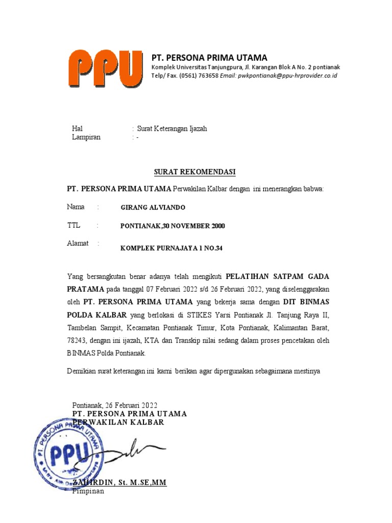 Pt. Persona Prima Utama | PDF