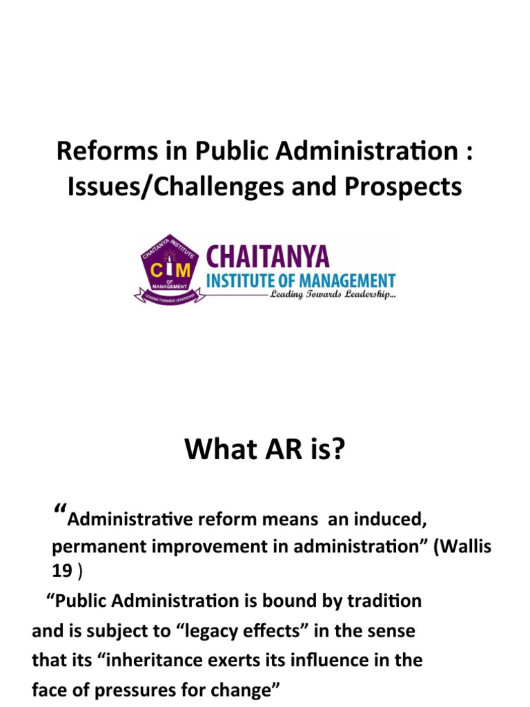 Reforms in Public Administration: Issues/Challenges and Prospects | PDF ...