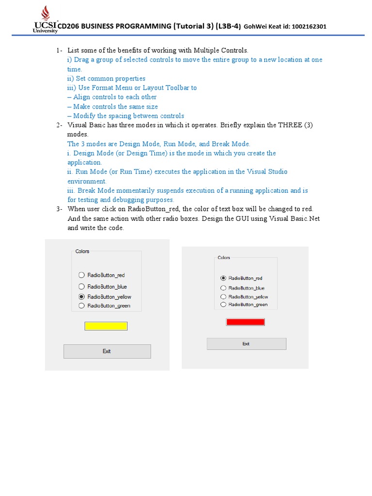 Cd206 Business Programming: (Tutorial 3) (L3B-4 | Download Free PDF ...