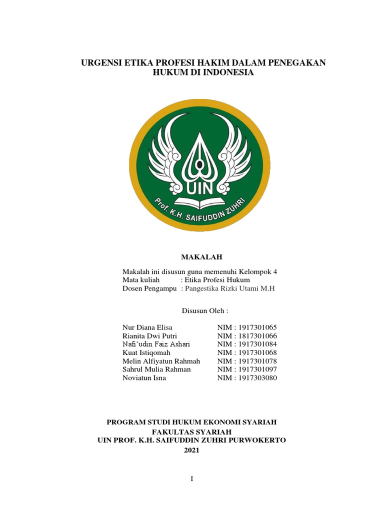 Urgensi Etika Profesi Hakim Dalam Penegakan Hukum Di Indonesia | PDF