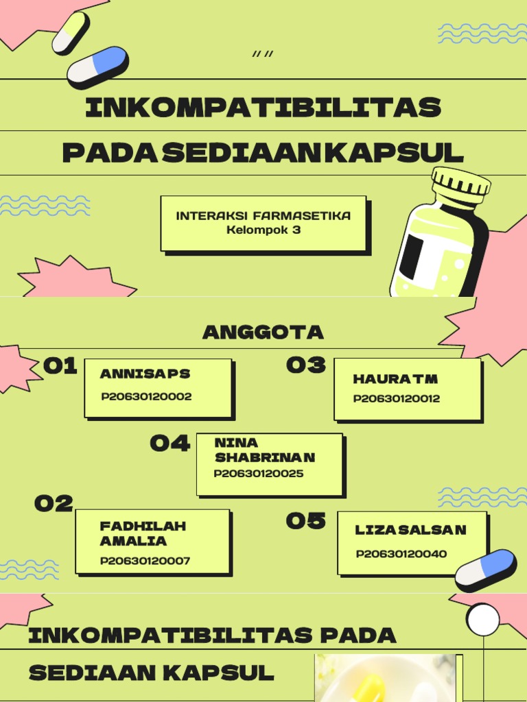 Kelompok 3 - PPT Inkompatibilitas Pada Sediaan Kapsul | PDF