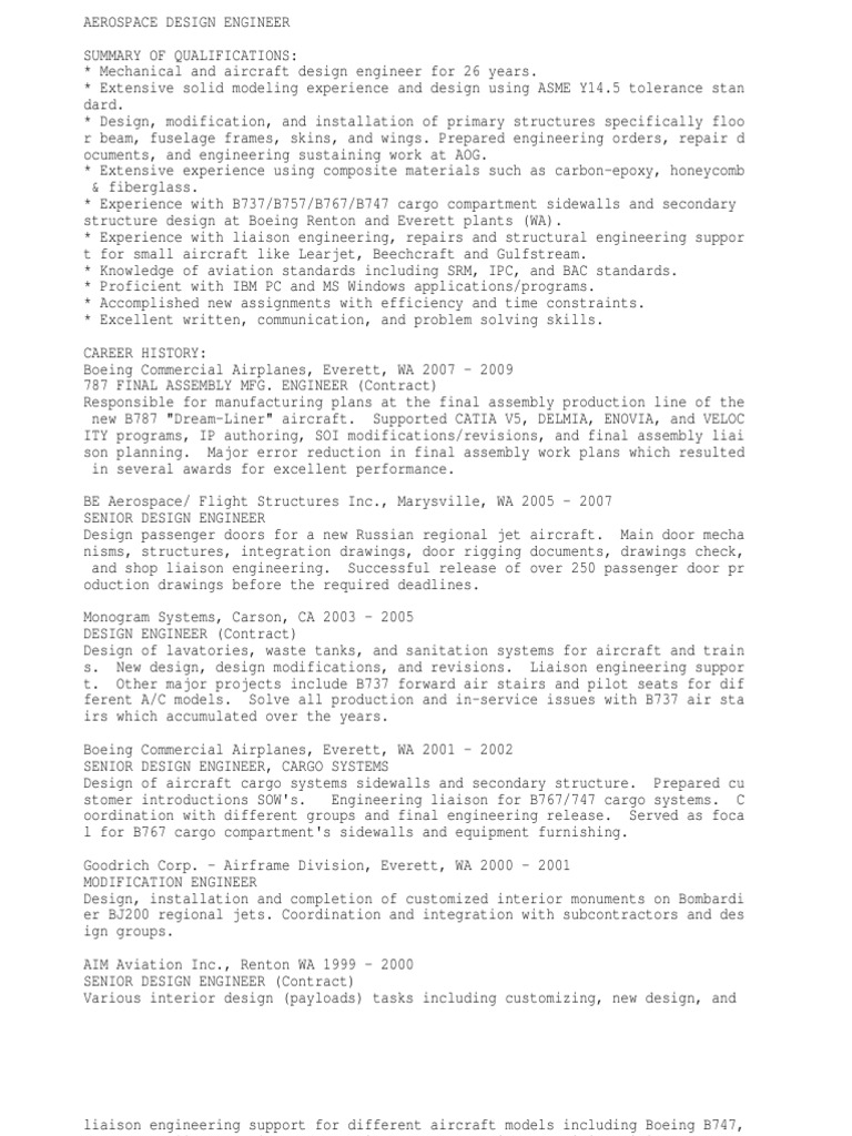 Aerospace or Mechanical Design Engineer | PDF | Aircraft | Airplane