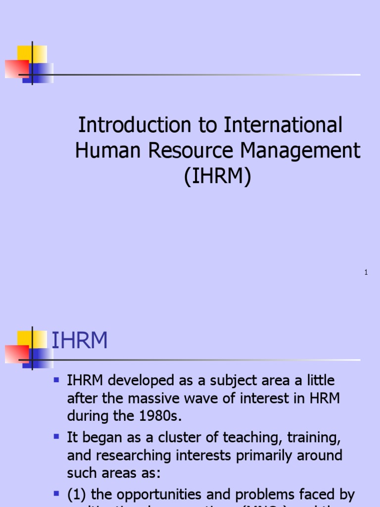 Introduction To International Human Resource Management (IHRM) | PDF ...