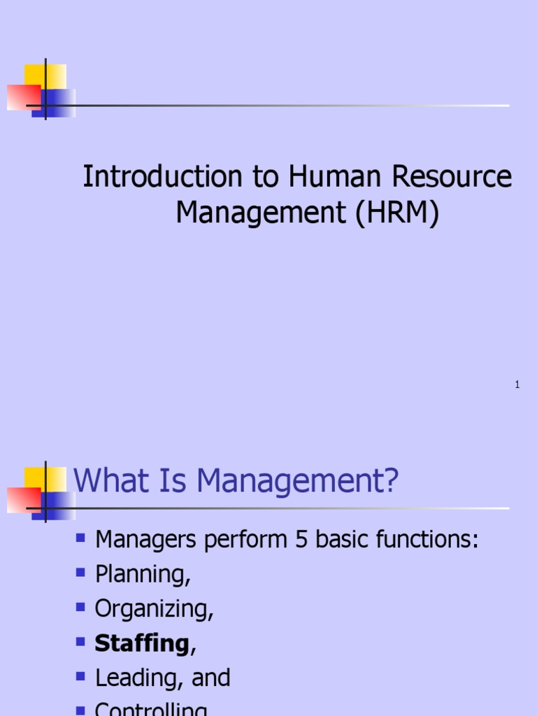 Introduction To Human Resource Management (HRM) | PDF | Human Resource ...