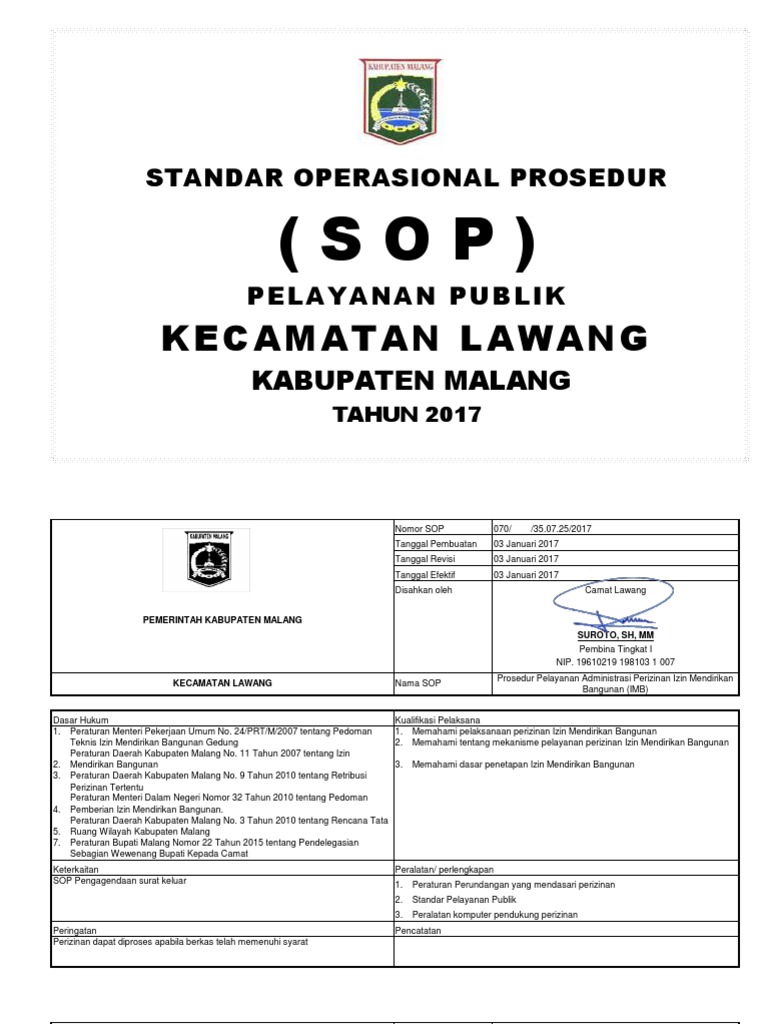 Data Sop Kecamatan Lawang 2017 | PDF