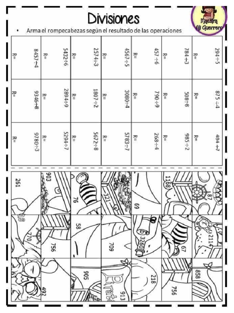 Divisiones Con Una Cifra Rompecabezas | PDF