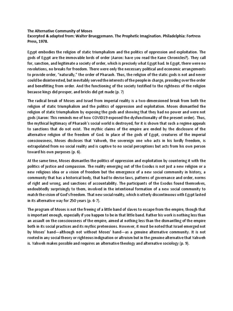 Alternative Community of Moses - Excerpt | PDF | The Exodus | Moses