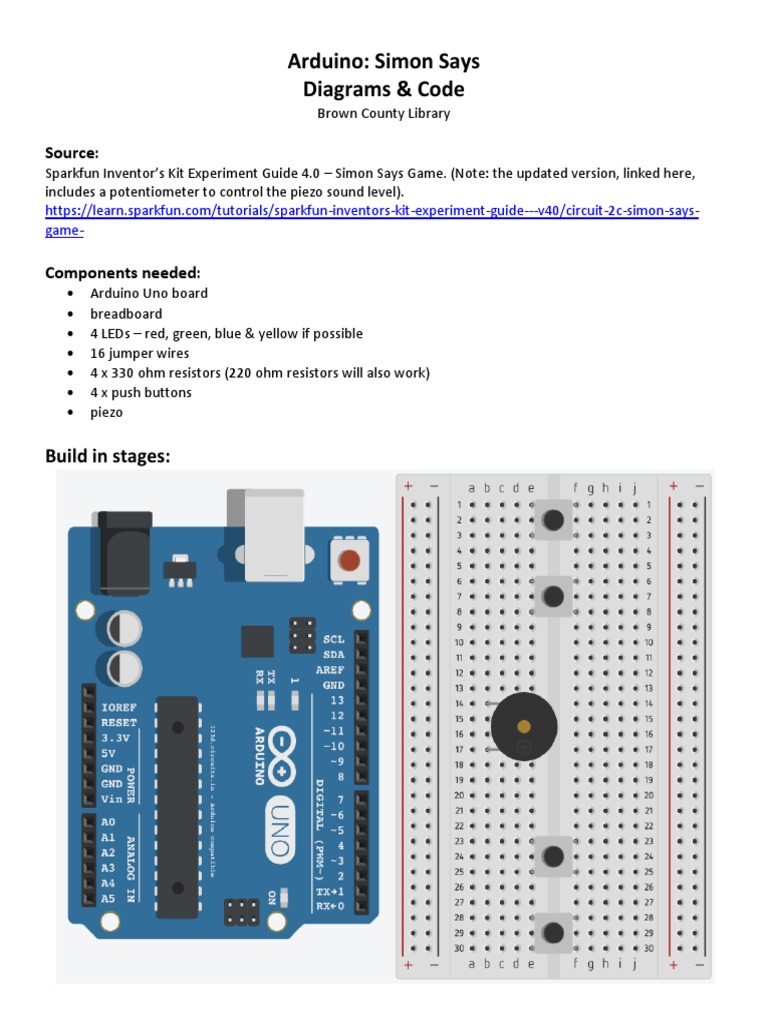 Arduino Simon Says Diagrams And Code Source Pdf Resistor Arduino 8221
