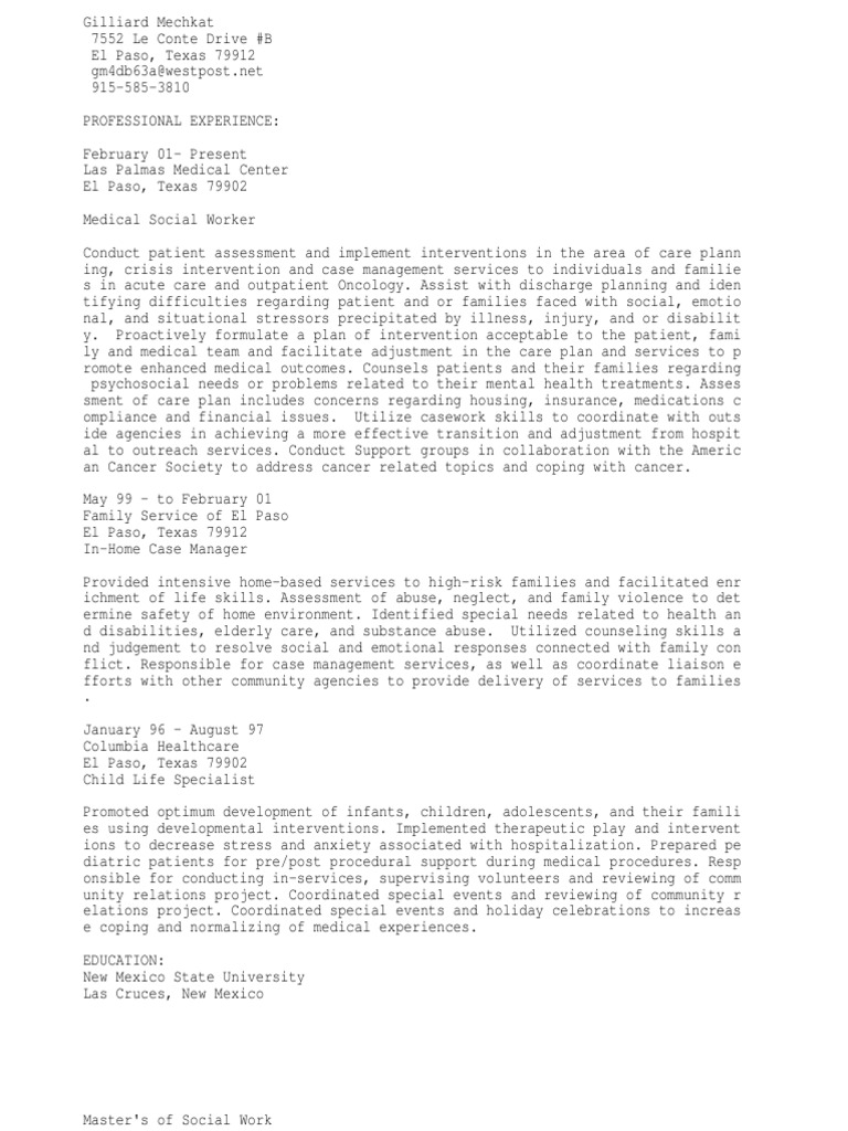 Medical Social Worker or Discharge Planner | PDF | Health Care | Patient