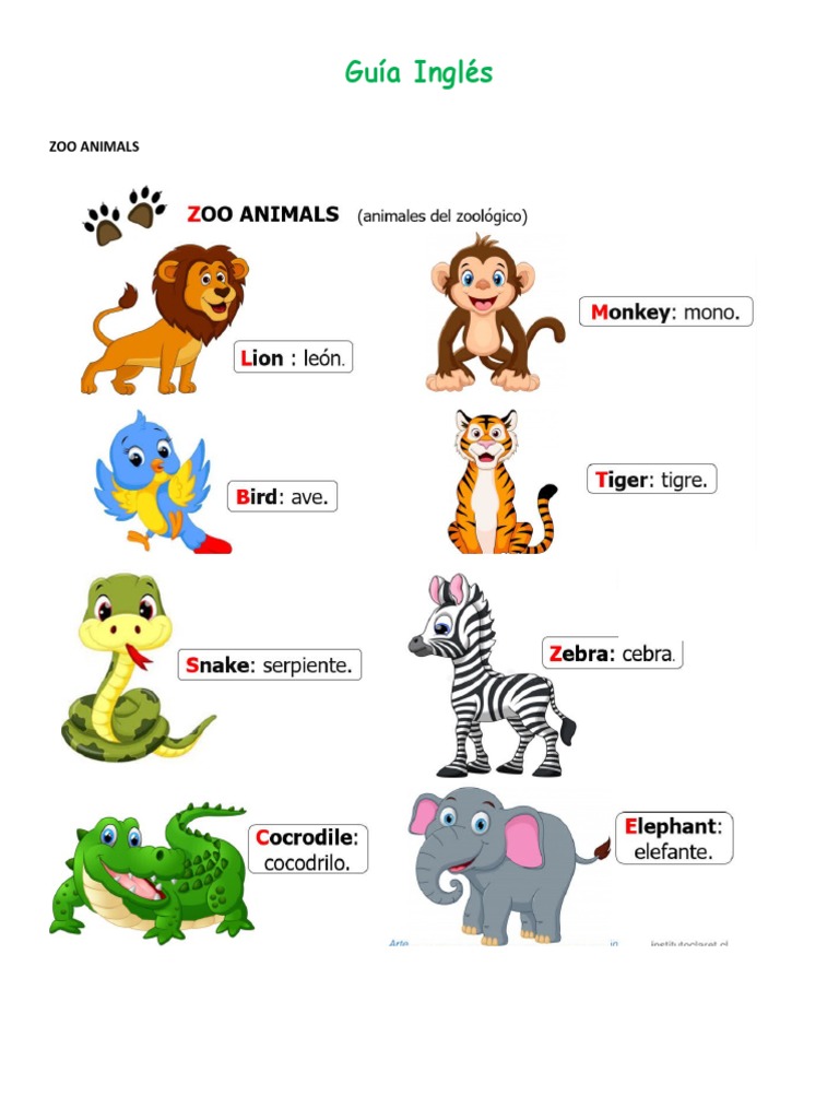 Guía Inglés ANIMAL | PDF
