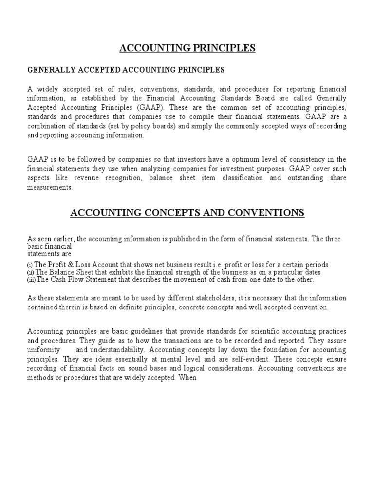 Generally Accepted Accounting Principles | PDF | Debits And Credits ...