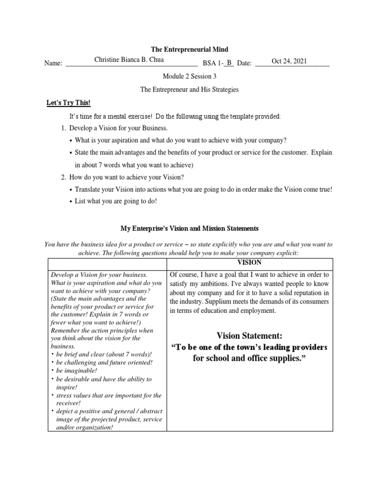 Christine Bianca Chua - M2 S3 - PT - The Entrepreneur and His ...