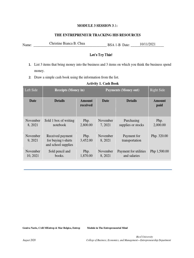 Entrepreneur Resource Tracking Module | PDF | Credit | Finance & Money ...