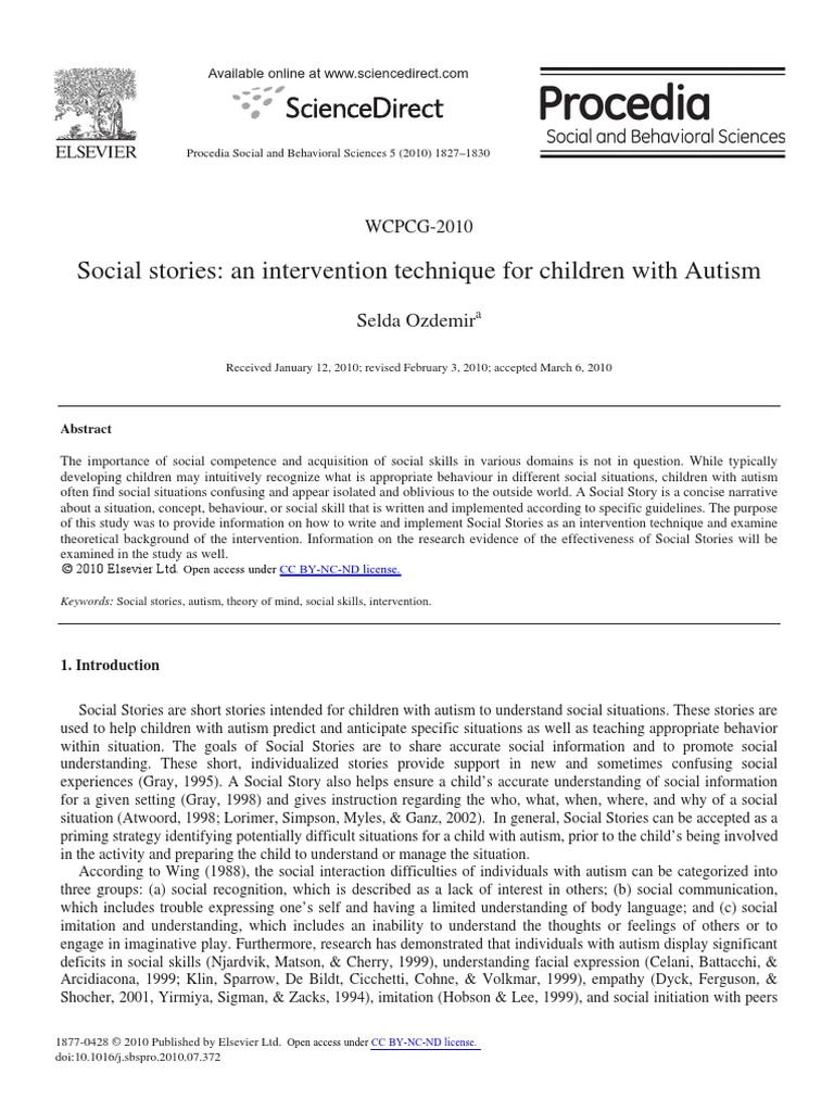 Social Stories An Intervention Technique For Child | PDF | Autism ...