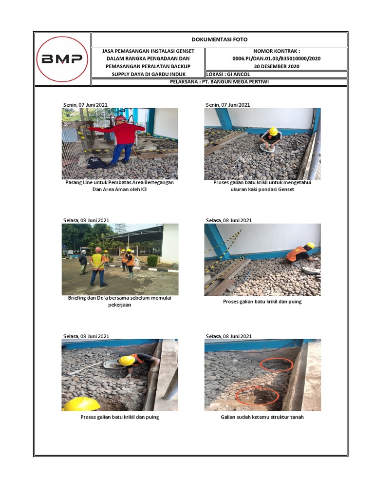 DOKUMENTASI GI ANCOL - Pondasi Genset | PDF