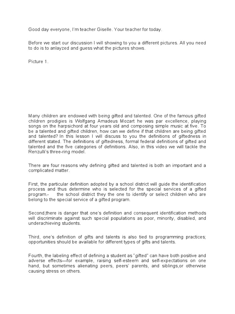 Script | PDF | Intellectual Giftedness | Gifted Education