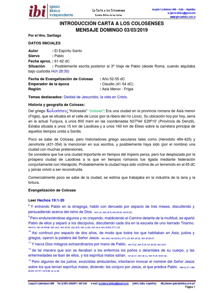 Un Estudio Concienzudo de la Carta a los Colosenses: Sus Temas ...