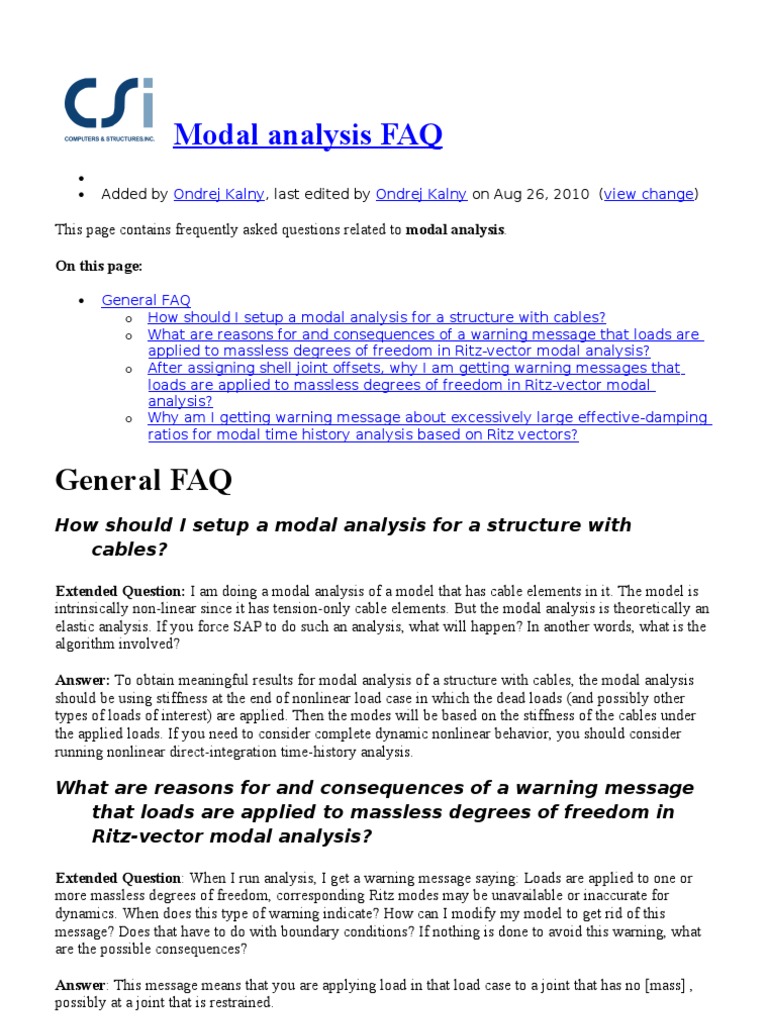 Modal Analysis | PDF | Normal Mode | Eigenvalues And Eigenvectors
