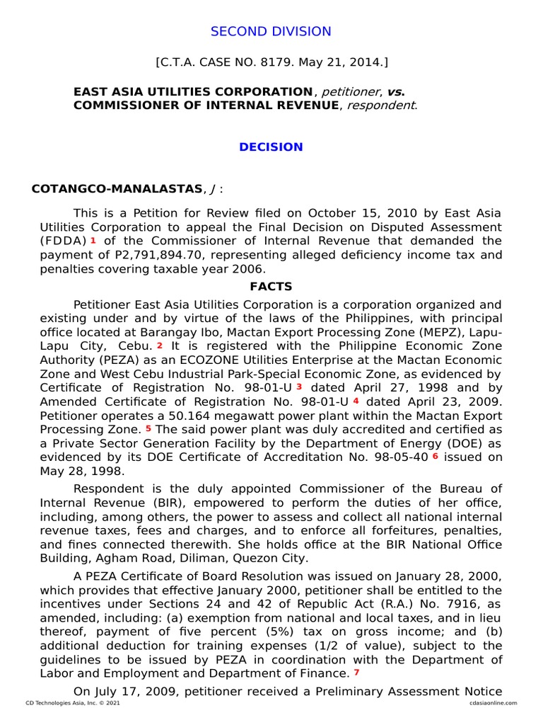 CTA Case No. 8179 | PDF | Tax Deduction | Expense