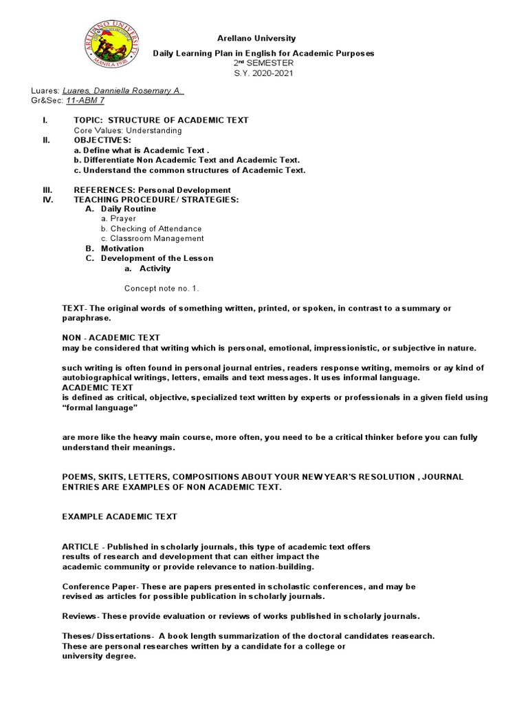 l01 Structure of Academic Text | PDF | Essays | Thesis