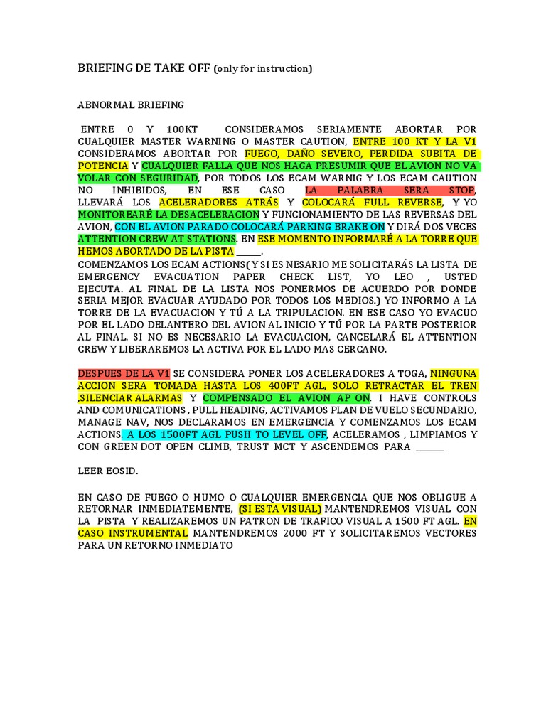Briefing de Takeoff A320 | PDF