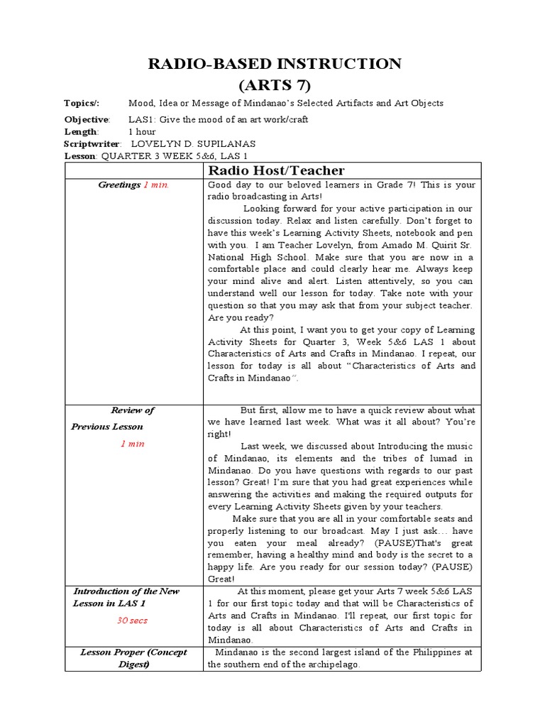 Radio-Based Instruction (ARTS 7) | PDF | Cognition