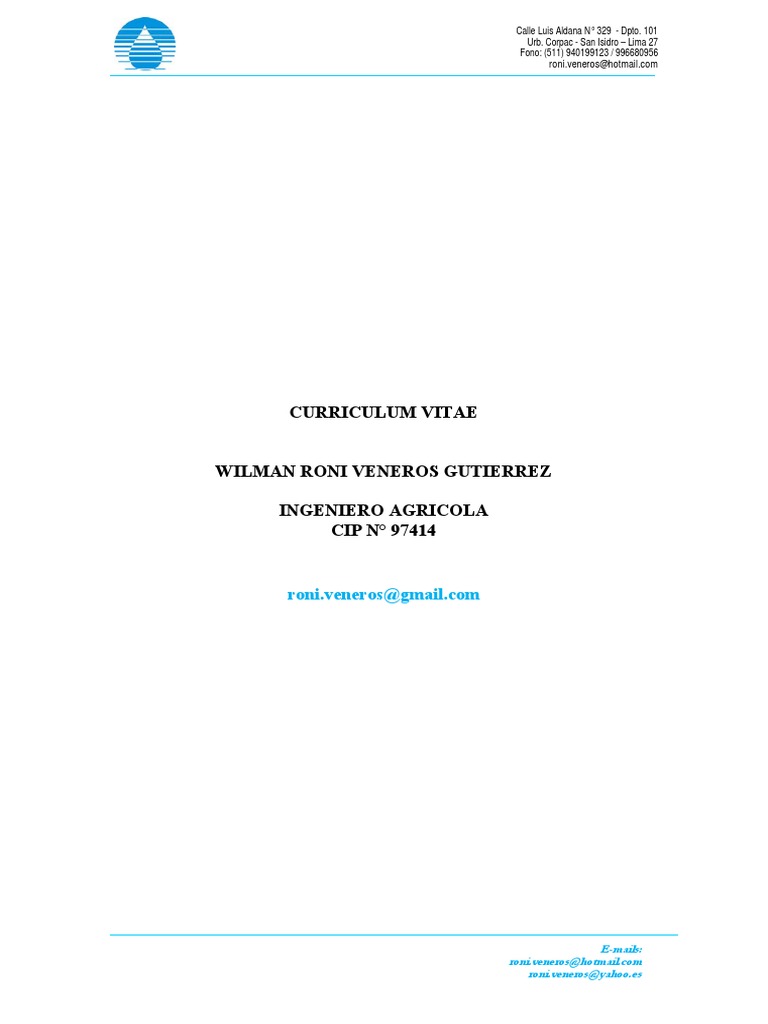 CV Roni Veneros - 2022 | PDF | Lima | Ciencias de la Tierra