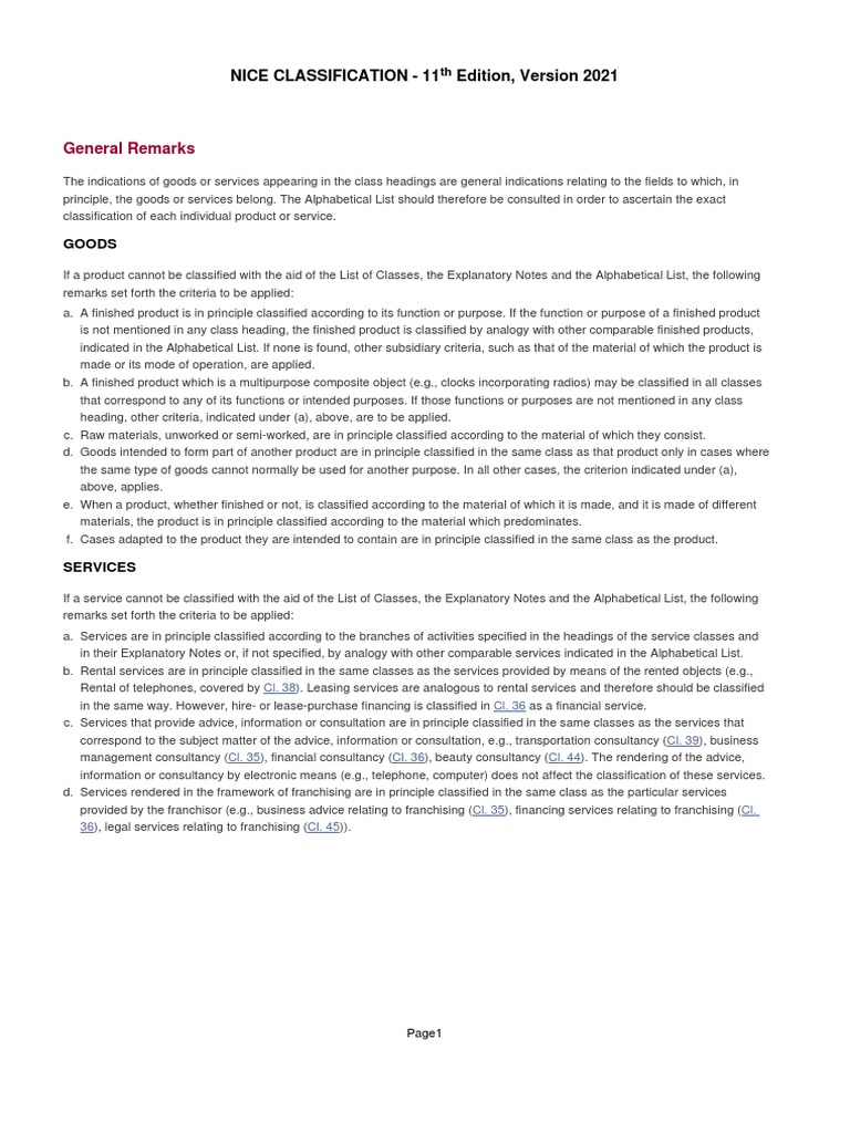 WIPO NICE Classification 2021 | PDF | Yarn | Textiles