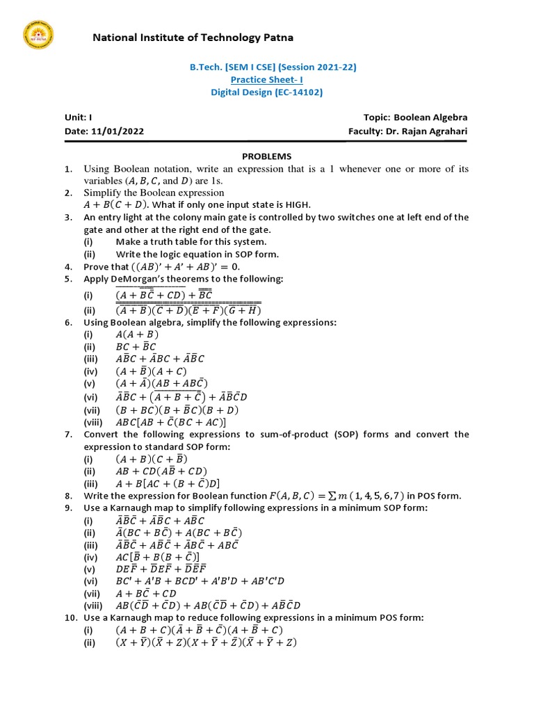 National Institute of Technology Patna: B.Tech. (SEM I CSE) (Session ...