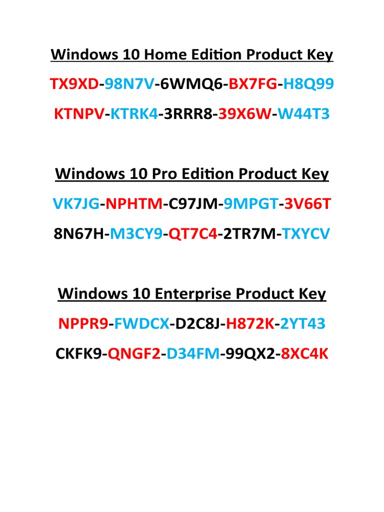 CD KEY Windows 10 Home Edition Product Key | PDF | Computers