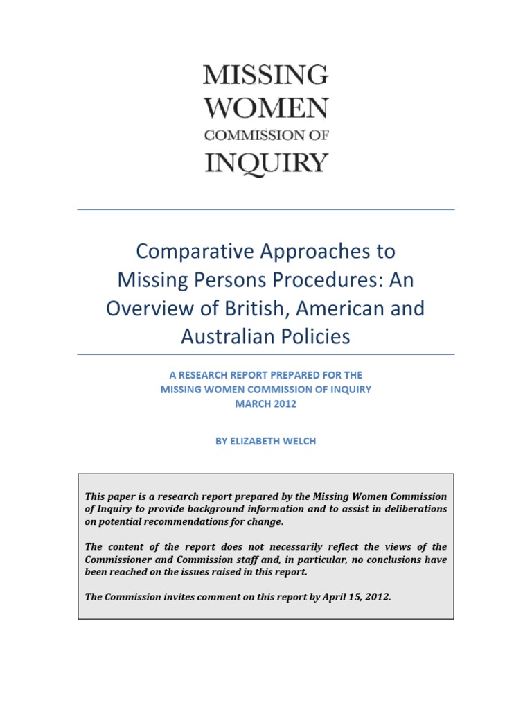 Comparative Approaches To Missing Persons Procedures: An Overview of ...
